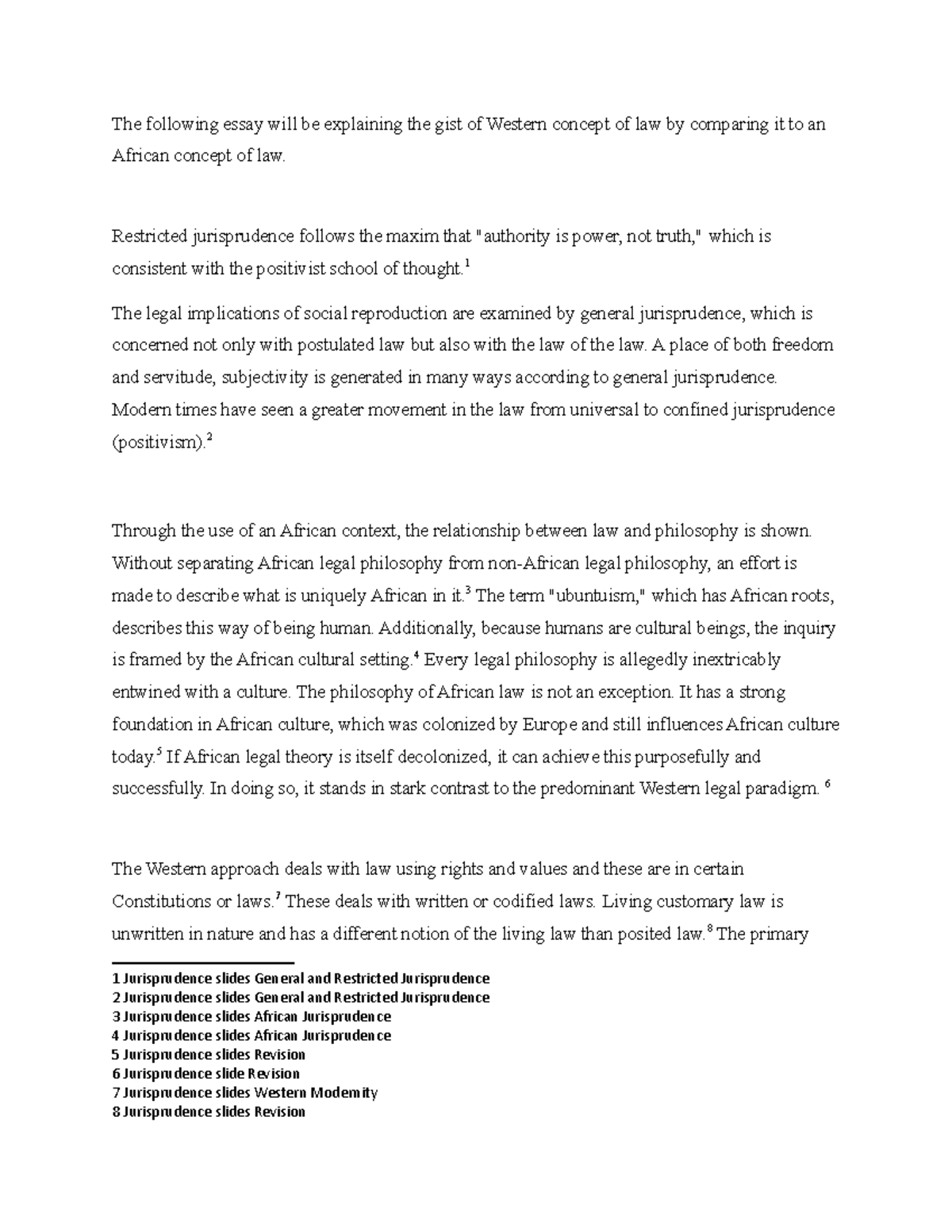 JUR Short Essay - First mandatory assignment - The following essay will ...