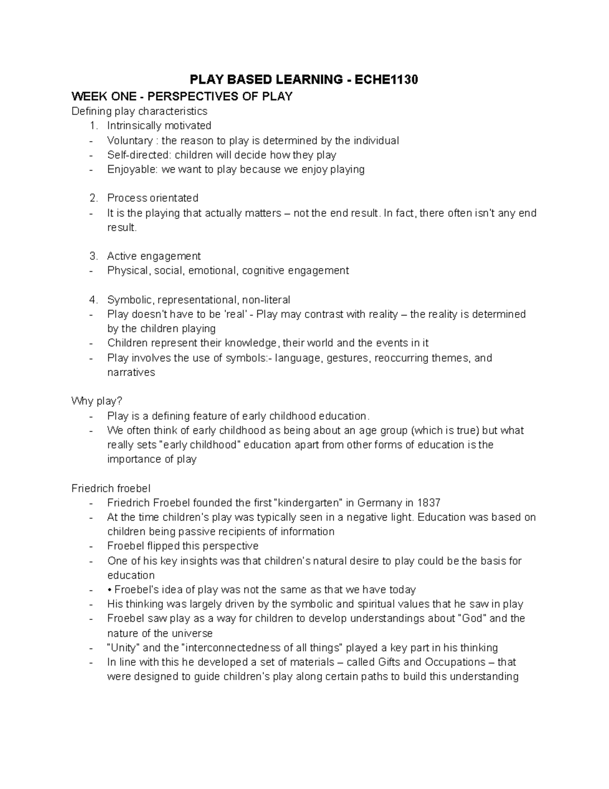Play Based Learning - PLAY BASED LEARNING - ECHE WEEK ONE ...