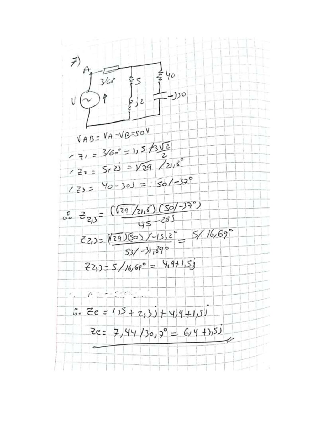 Ejercicio 7 - Circuitos electricos - 7) A 3/60 is 40 V ~ 4 32 130 VAB ...