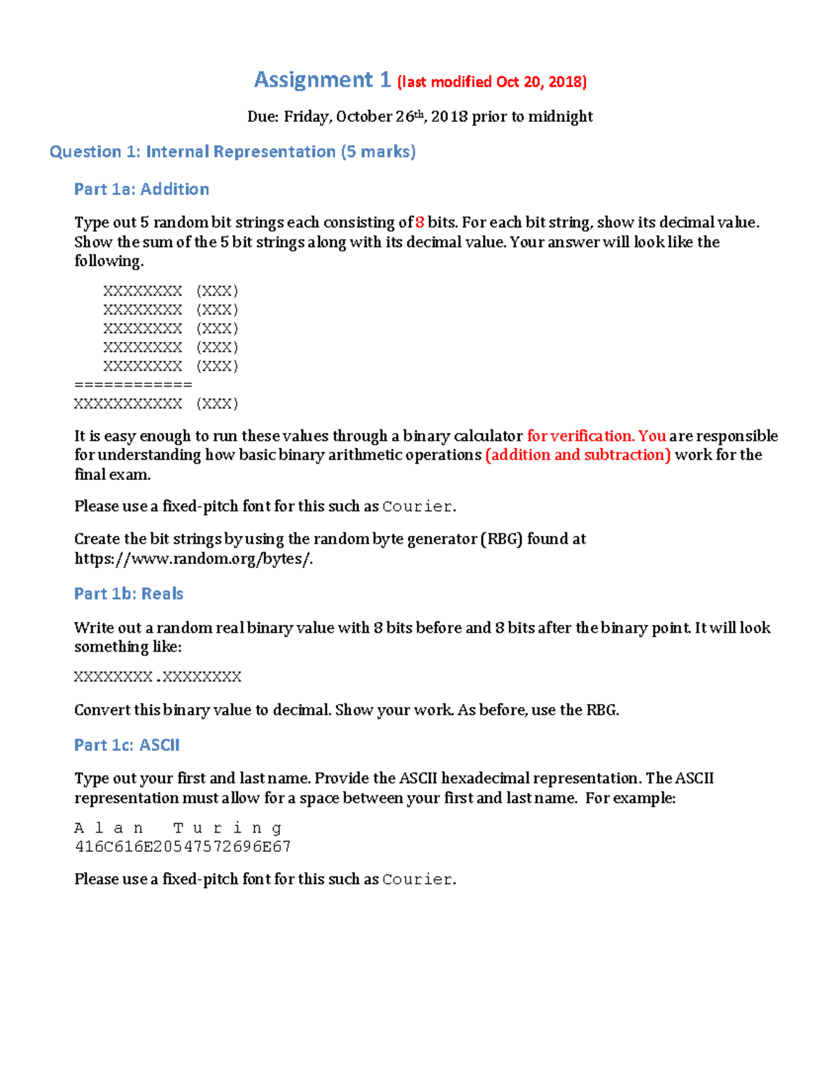 COMP 1500 A1 - This course has two assignments worth of 15% each ...