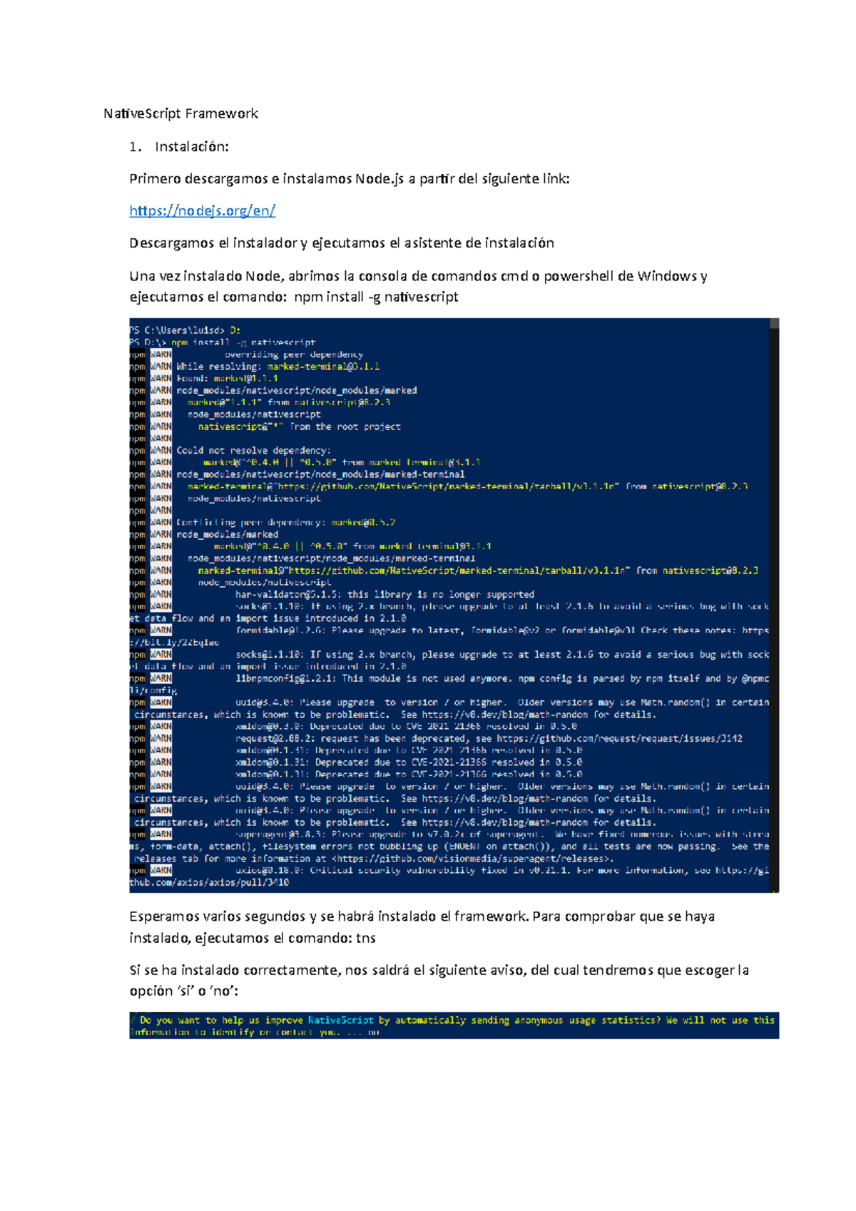 Native Script Framework Nativescript Framework Instalación Primero