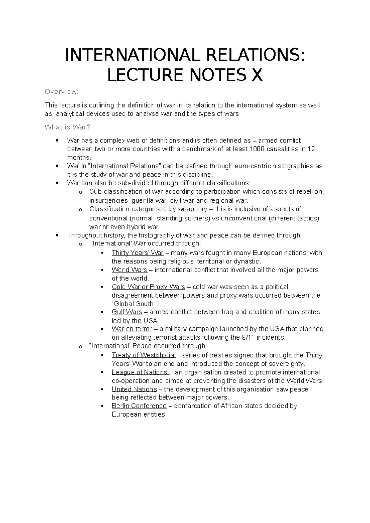 International Relations ( Block 2) - INTERNATIONAL RELATIONS: LECTURE ...
