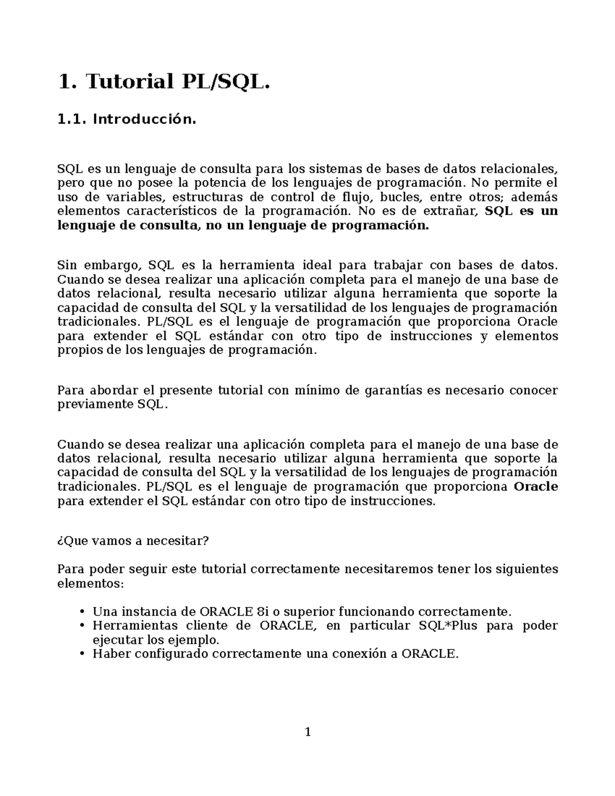 Tutorialplsql - Tutorial basico de sql - 1. Tutorial PL/SQL. 1 ...