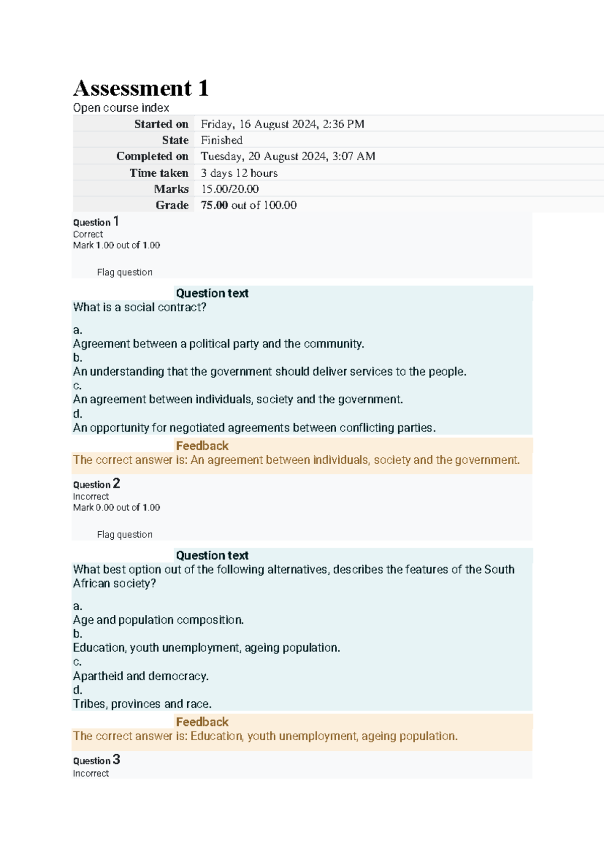 Assignment 1 PUB1501 - Assessment 1 Open course index Started on Friday ...