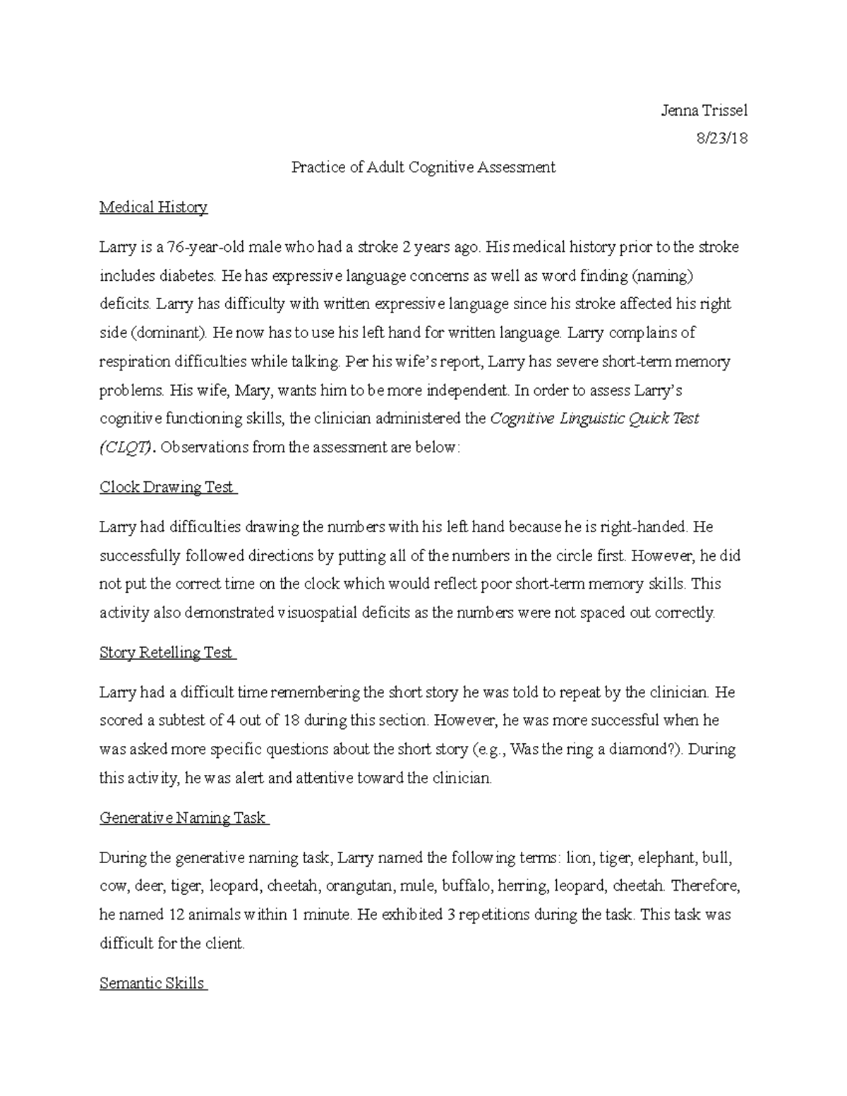 Simucase #1 Larry - Jenna Trissel Practice of Adult Cognitive ...