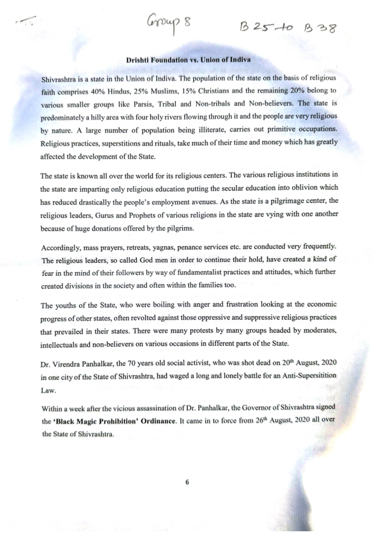 CASE FOR MOOT Court - Practice problem for moot - Moot Court Exercise ...