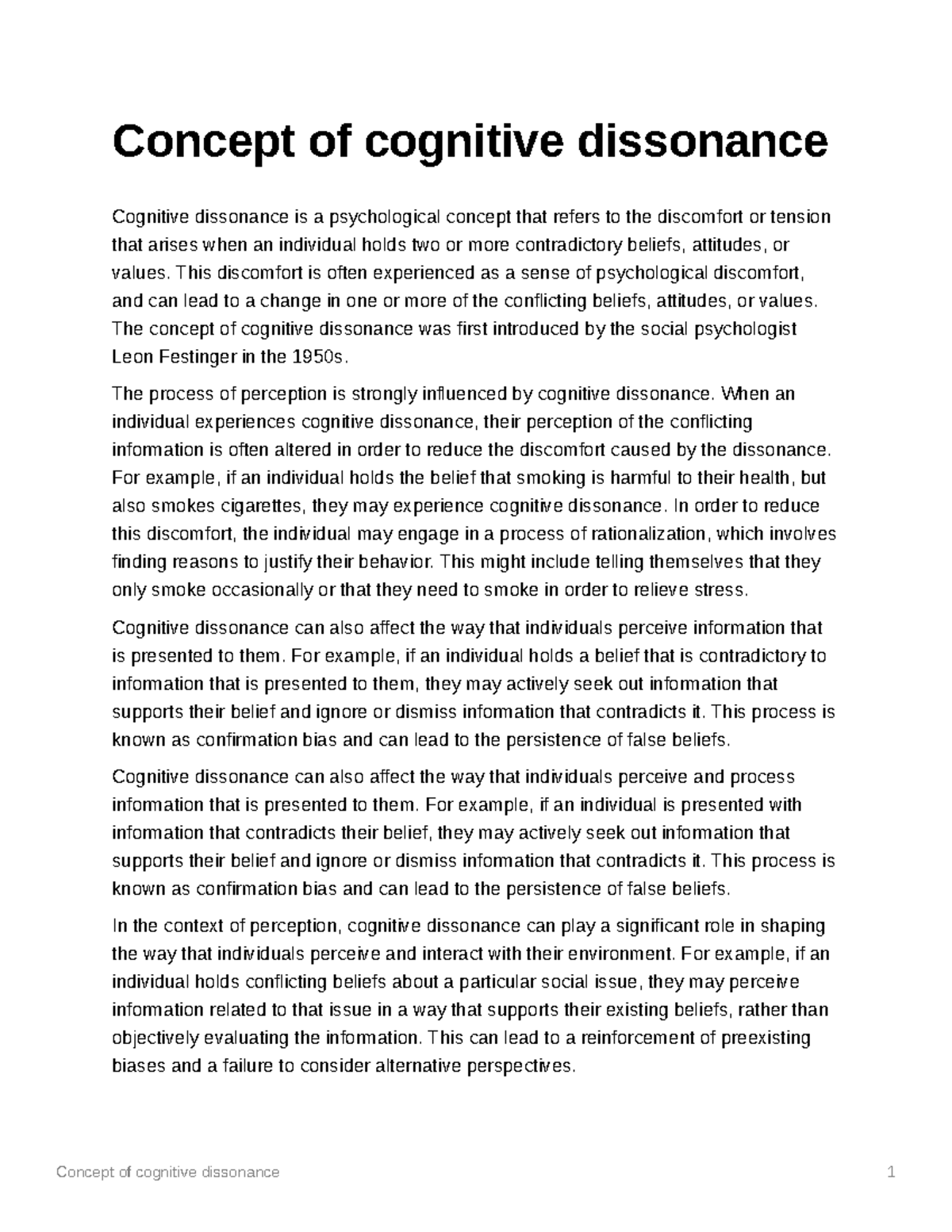 Concept of cognitive dissonance - This discomfort is often experienced ...