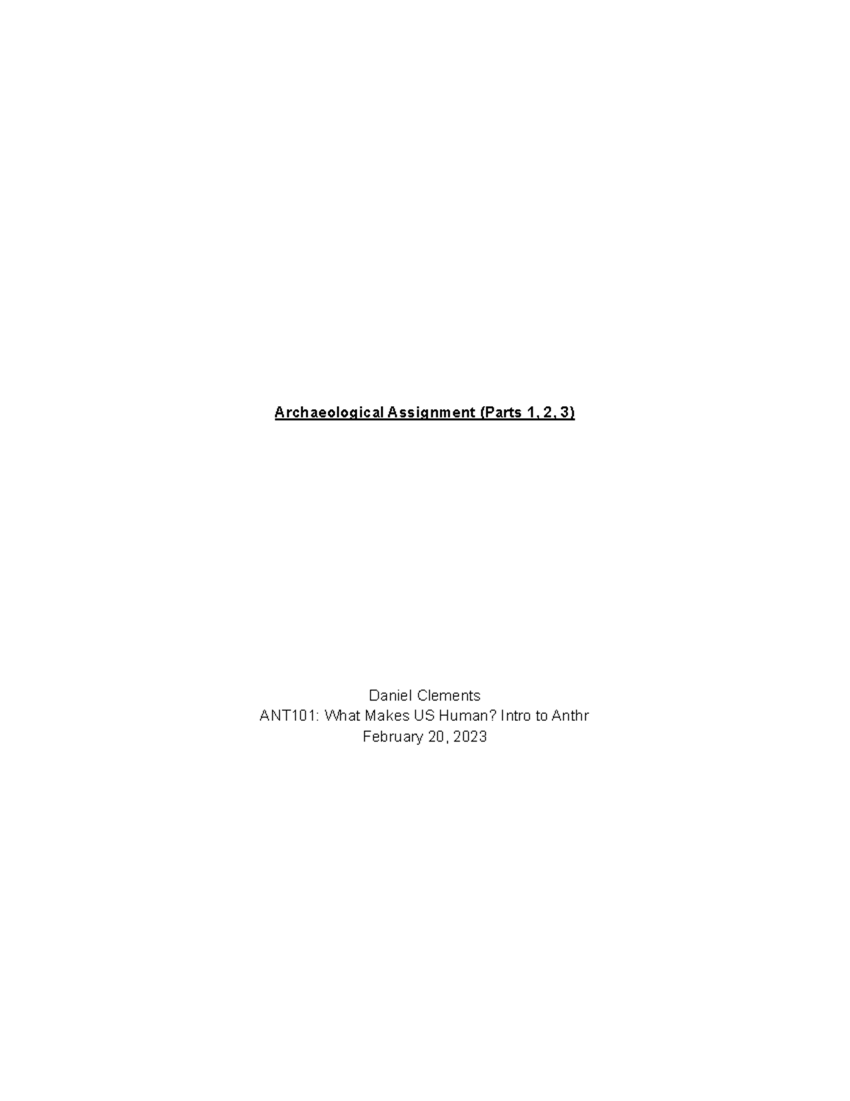 Archaeological Assignment (Parts 1, 2, 3) - Archaeological Assignment ...