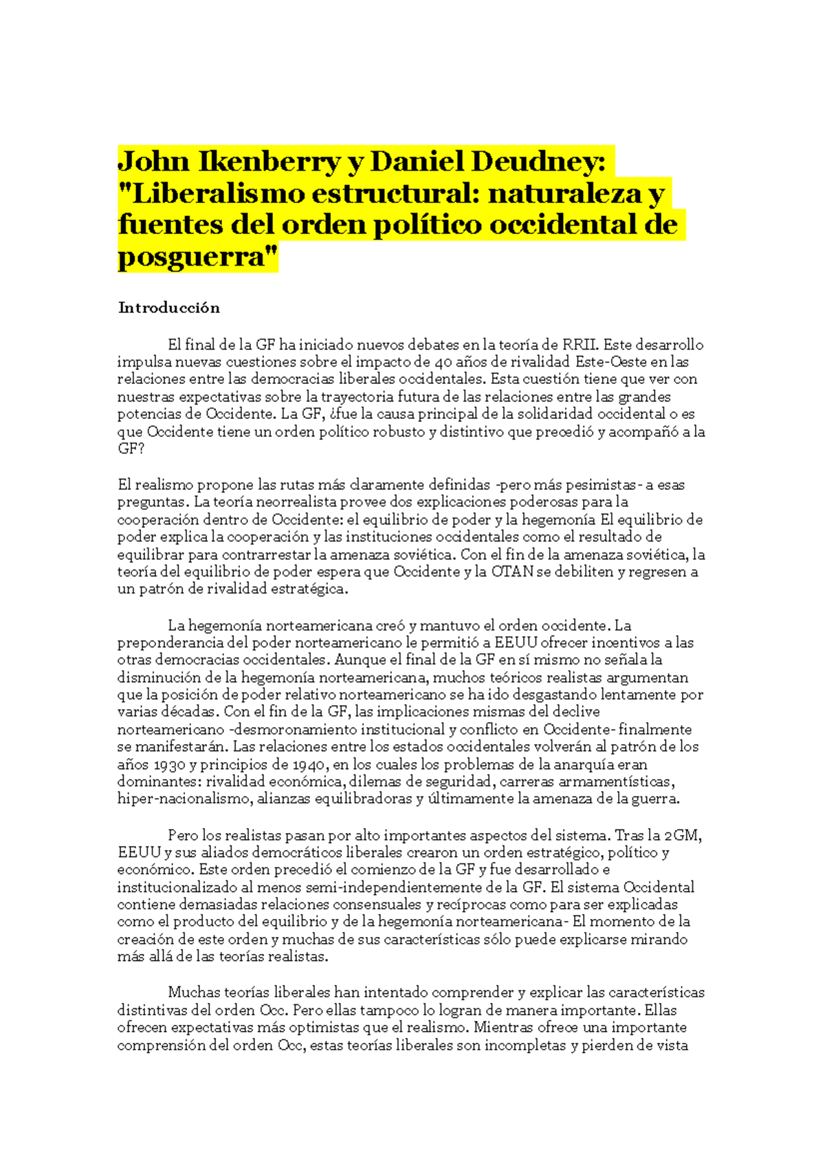John ikenberry y Daniel Deudney - John Ikenberry y Daniel Deudney ...