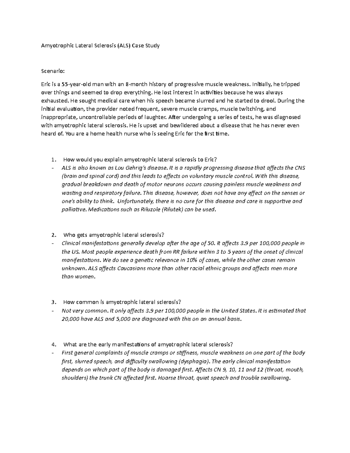 ALS Student Case Study completed - Amyotrophic Lateral Sclerosis (ALS ...