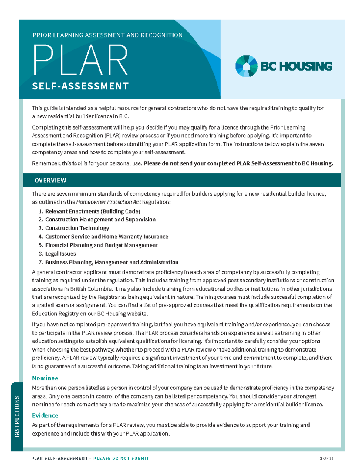 PLAR Self Assessment Form - This guide is intended as a helpful ...