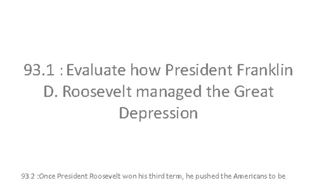 Federal Government Flashcards - 93 : Evaluate how President Franklin D ...