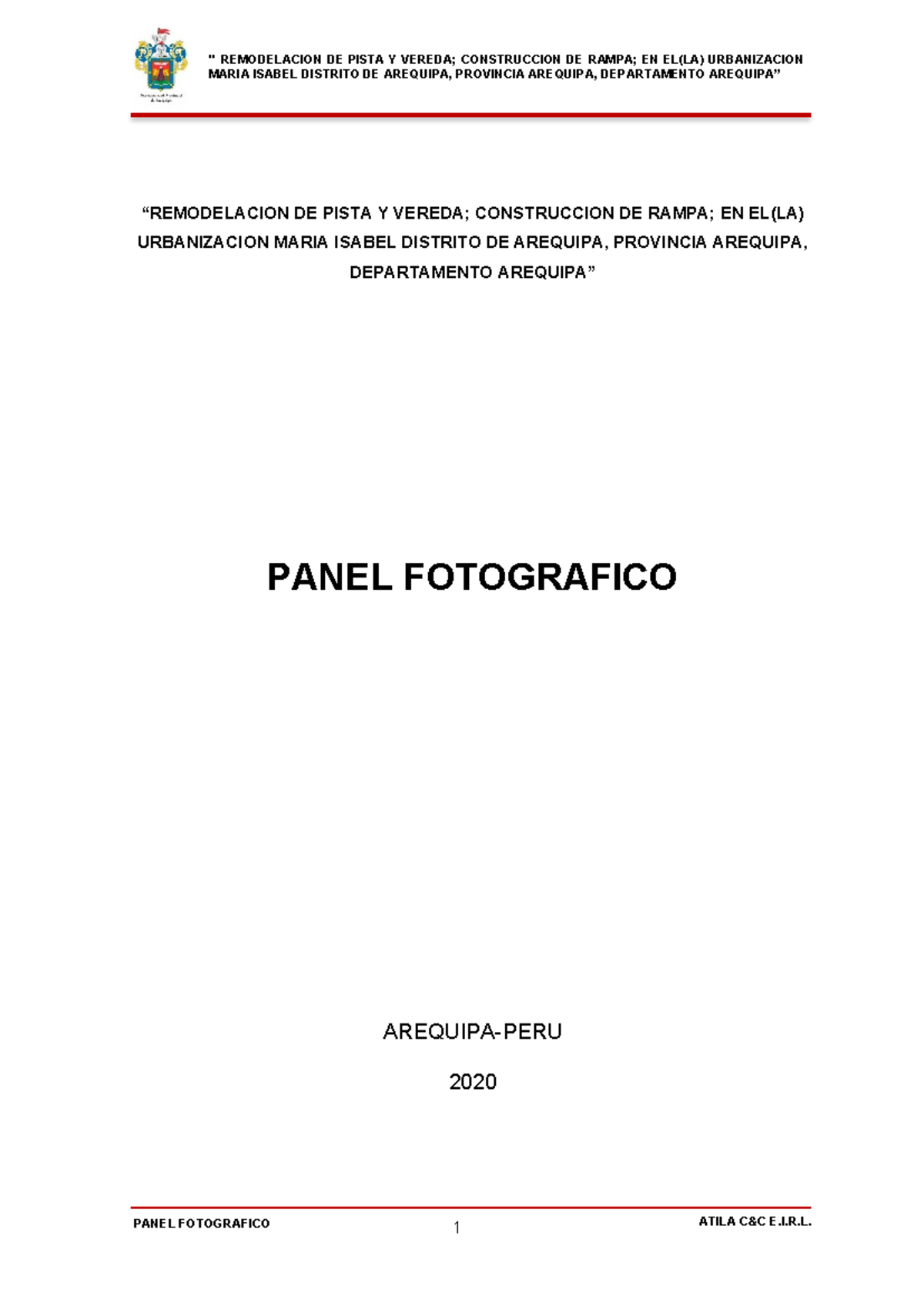 Panel fotografico Urb. Maria Isabel - MARIA ISABEL DISTRITO DE AREQUIPA ...