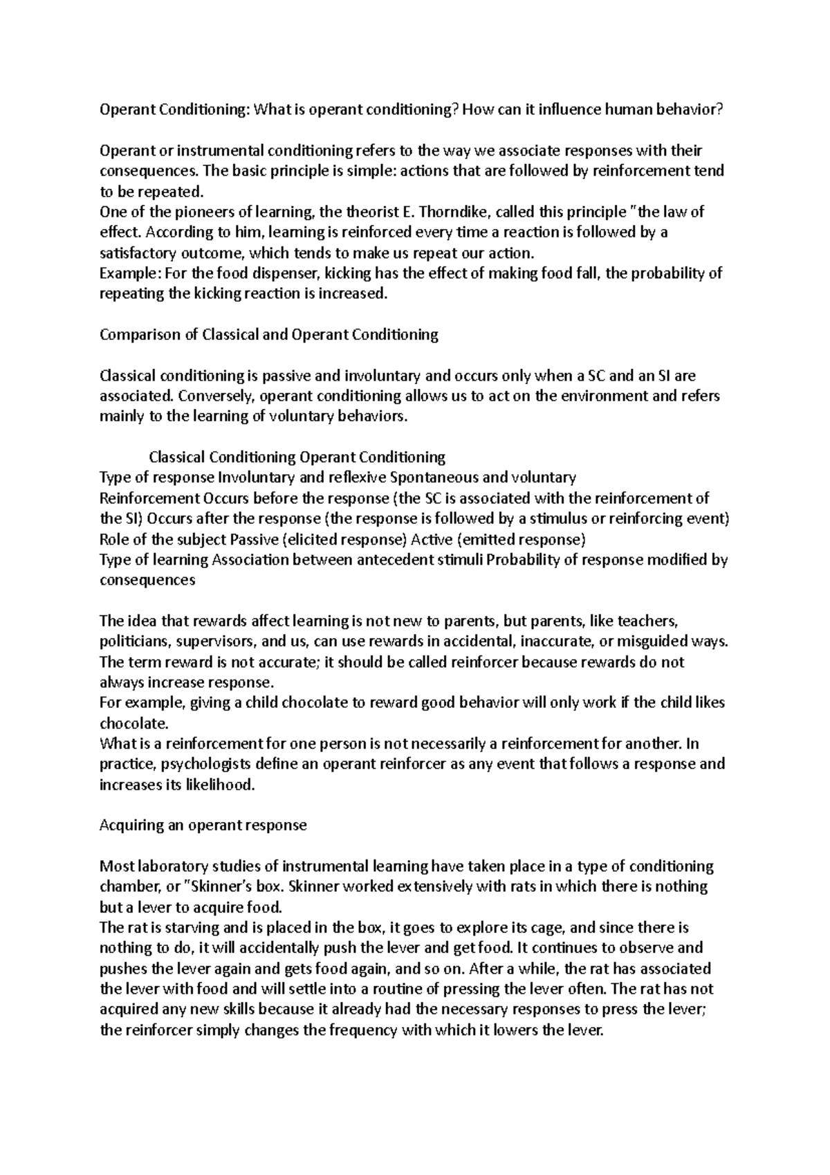 Operant Conditioning - Psychology - Operant Conditioning: What is ...