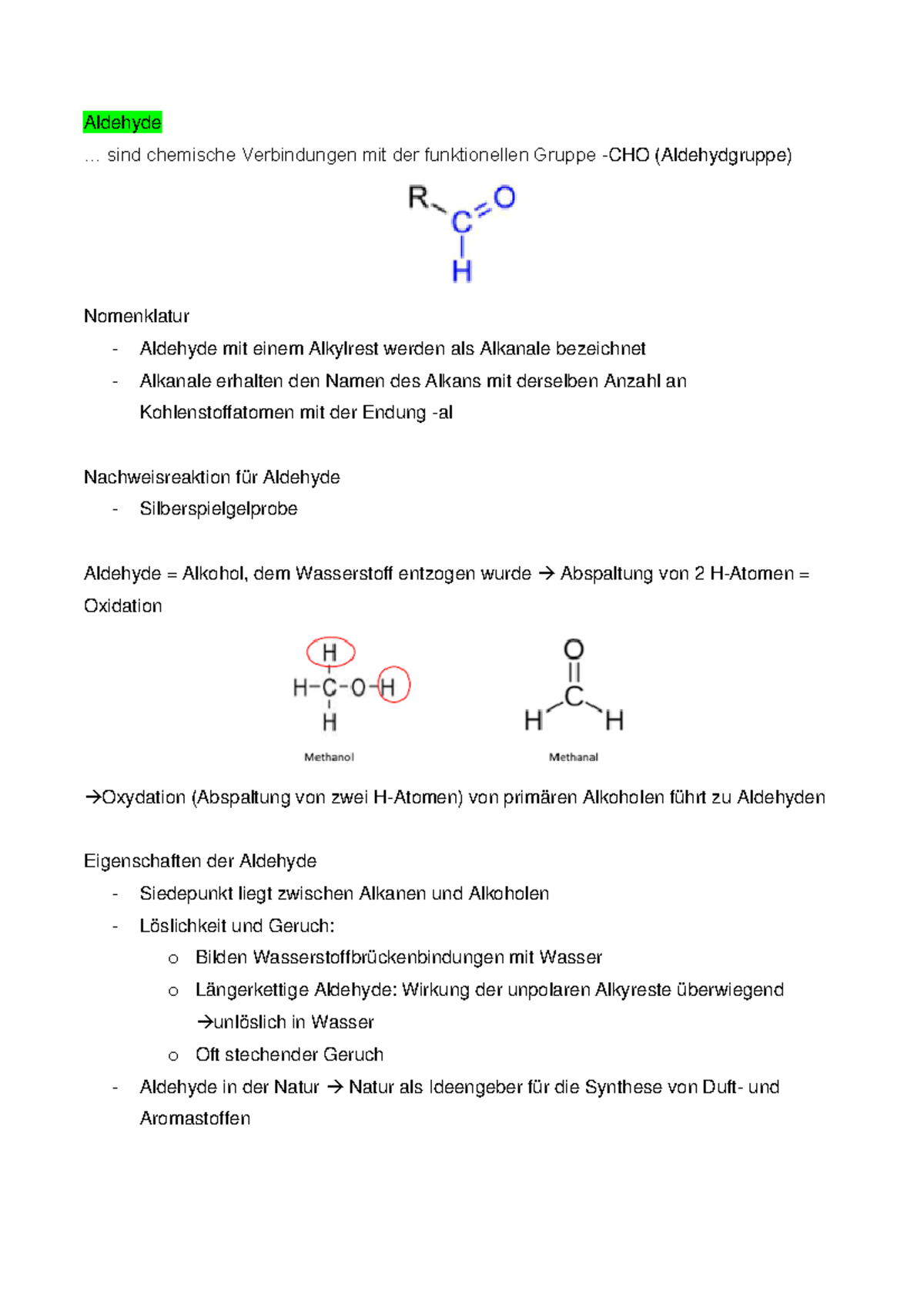Aldehyde und Ketone - Aldehyde ... sind chemische Verbindungen mit der ...