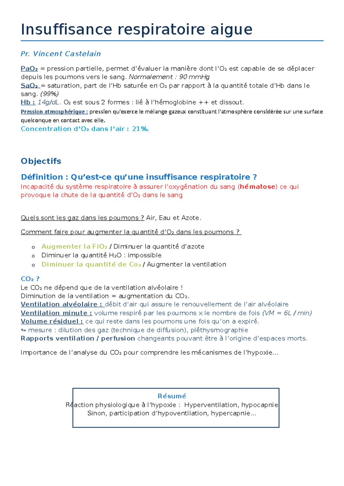 Insuffisance respiratoire aigue - Défaillances organiques et ...