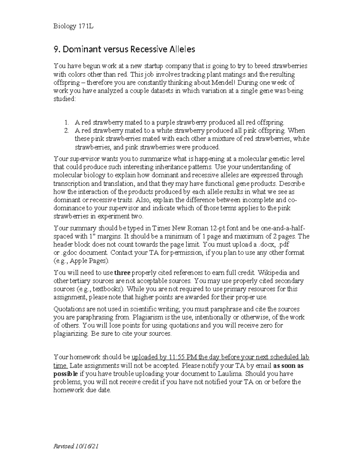 Unit 8 Genetics 3 Dominant And Recessive Alleles