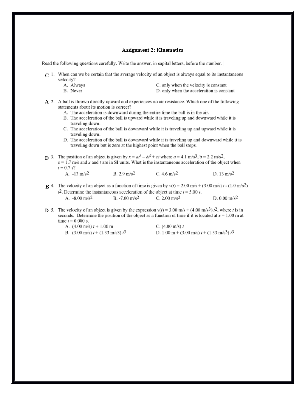 PHYS001- Kinematics - Calculus-Based Physics 001 - TIP - Studocu