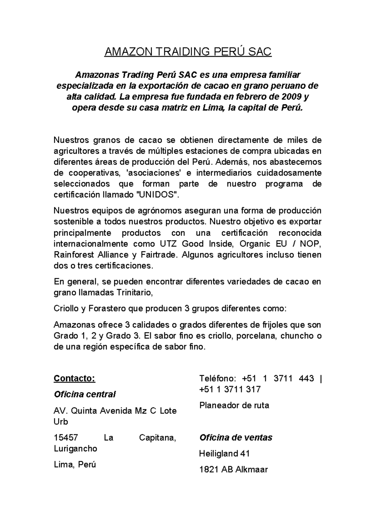 Amazon Traiding PERÚ SAC - AMAZON TRAIDING PERÚ SAC Amazonas Trading ...