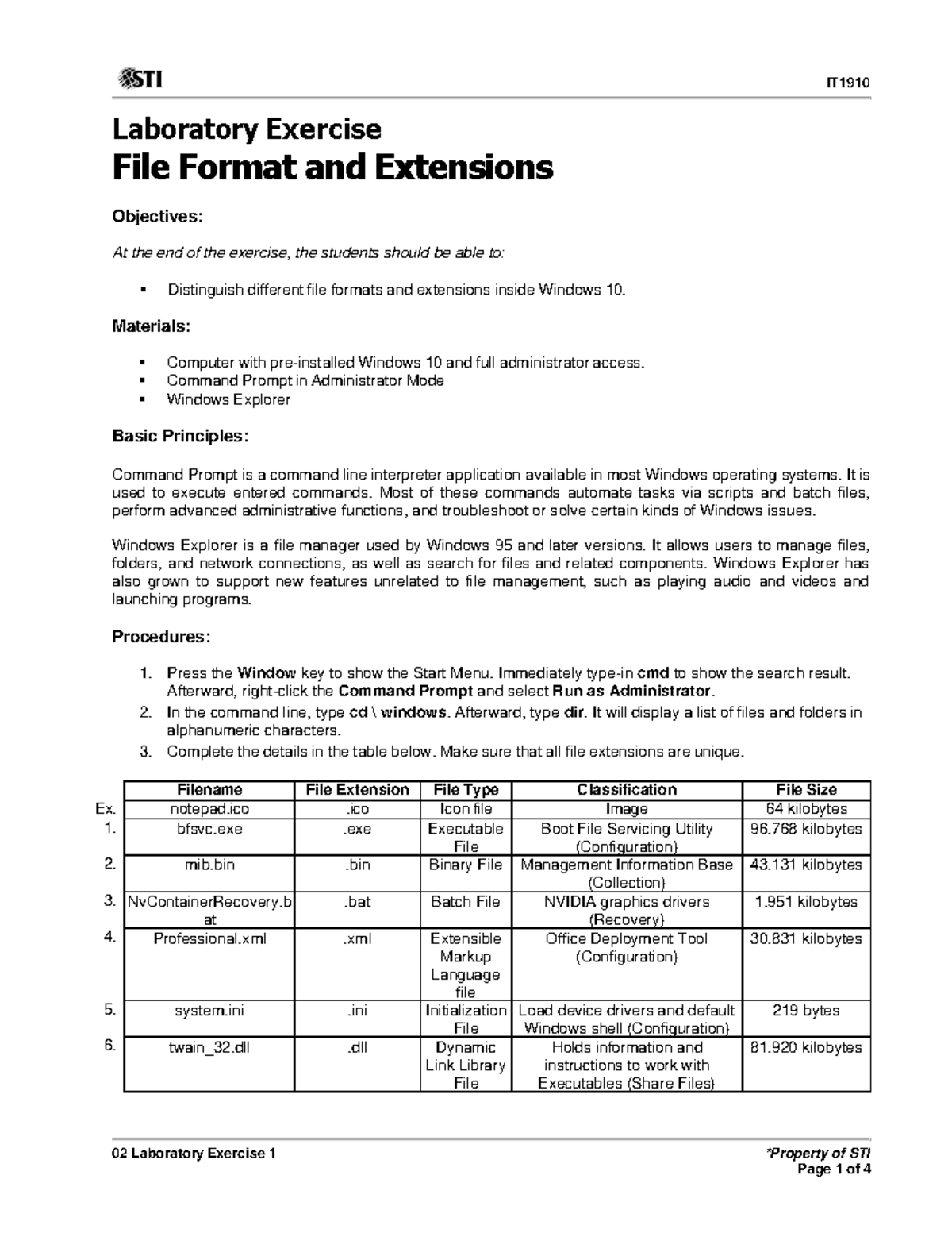 02 Laboratory Exercise 1(38) - 02 Laboratory Exercise 1 *Property of ...