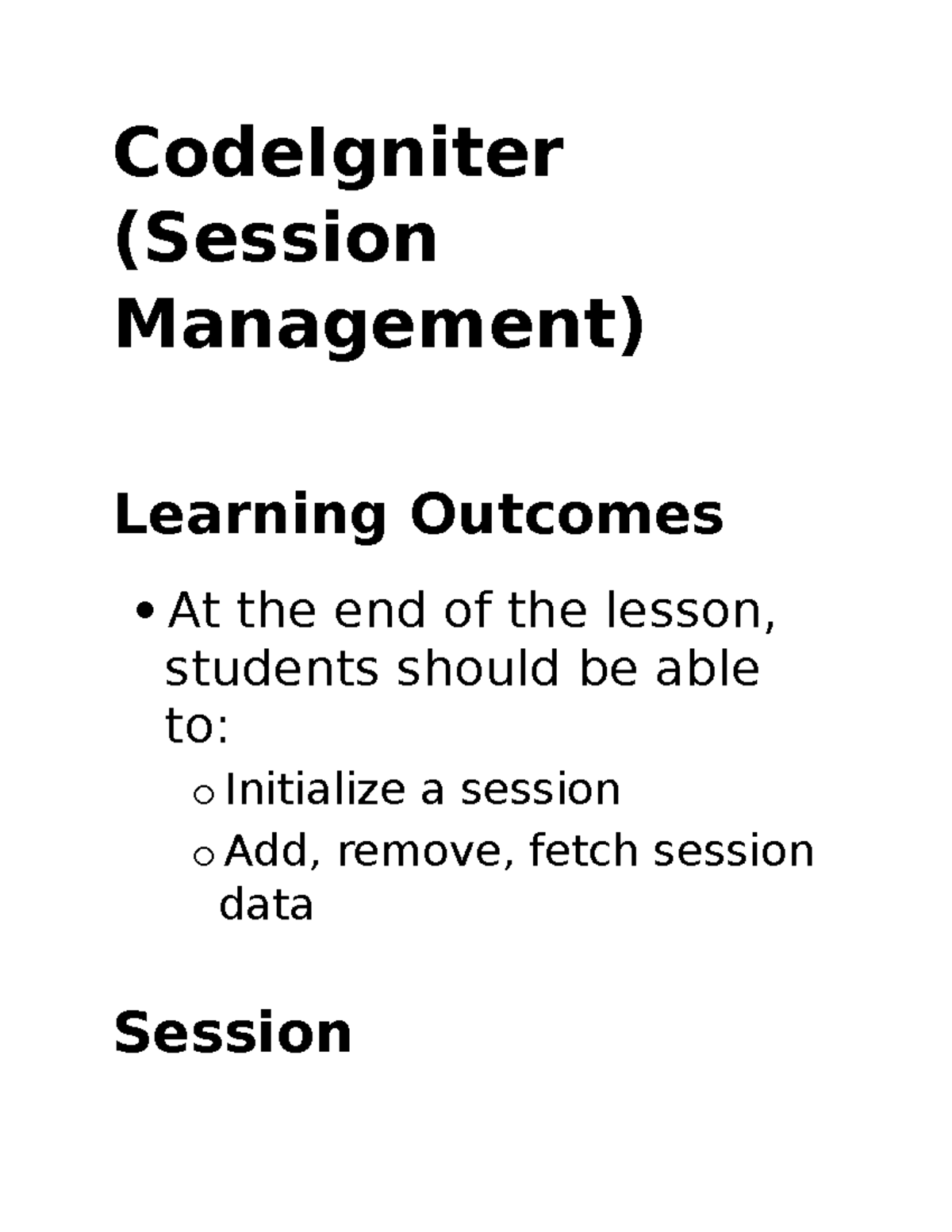 Code Ignite 1- session management - CodeIgniter (Session Management ...
