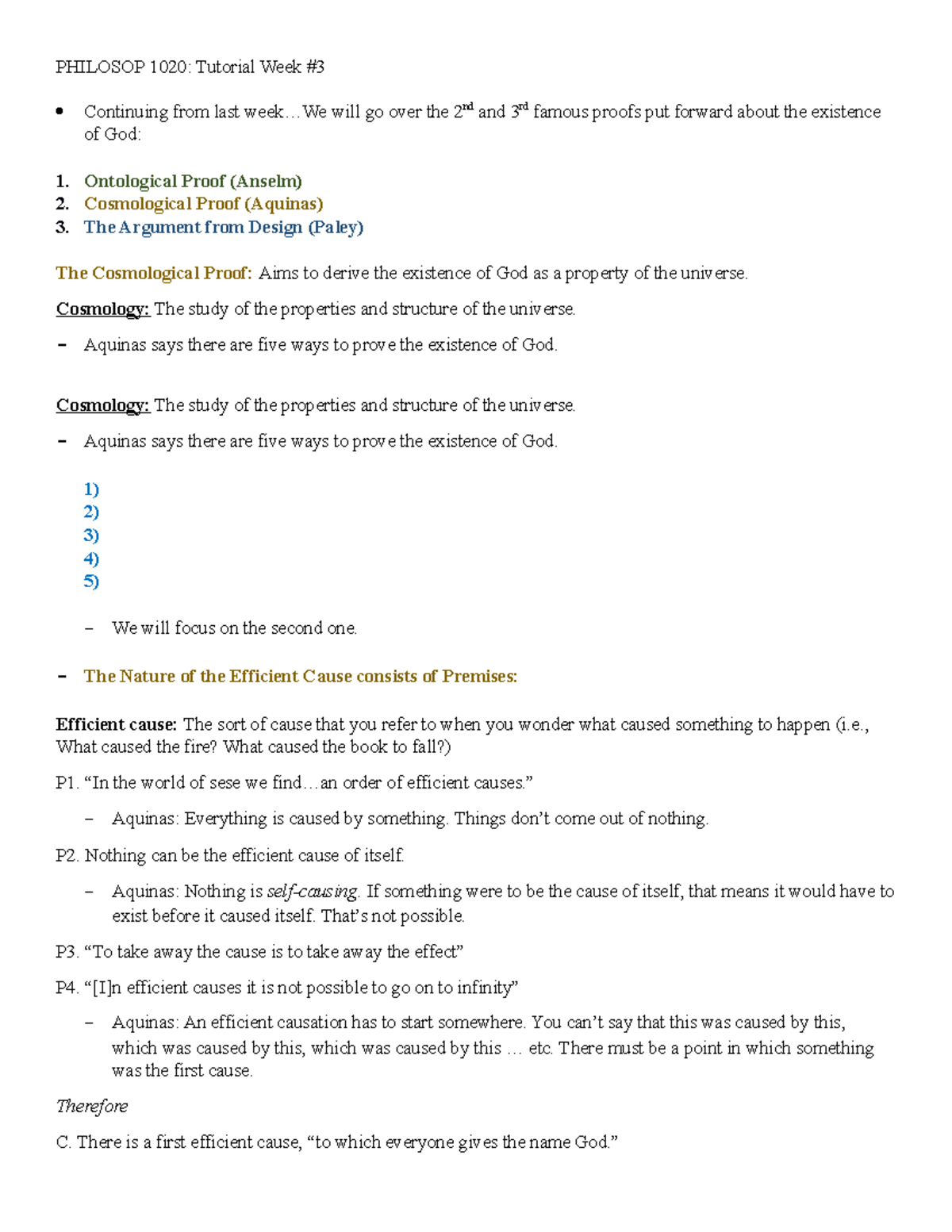 Philosop 1020 Week 3 Tutorial Notes - PHILOSOP 1020: Tutorial Week ...