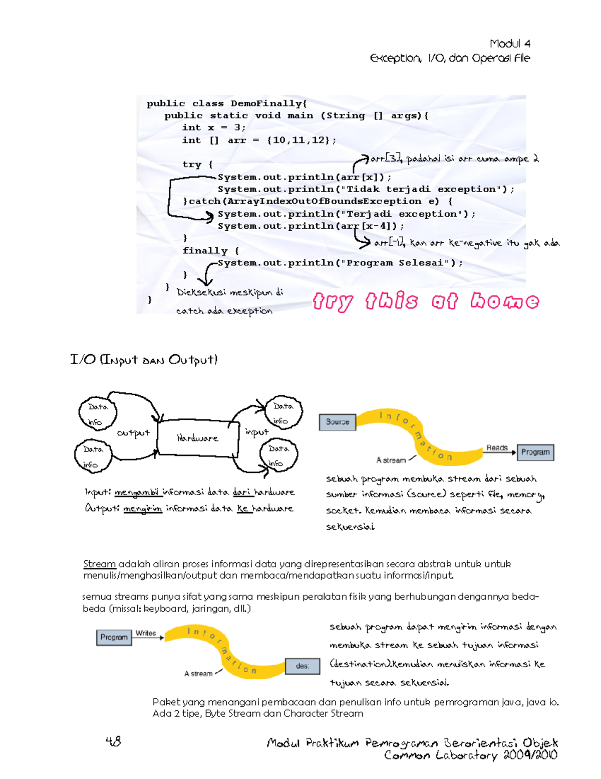 Pertemuan 8 Byte Stream Character Stream 48 Modul Praktikum Pemrograman Berorientasi Objek Io