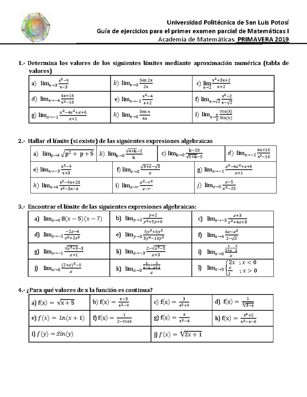 Guia Mate I primer parcial primavera 2019 - Warning: TT: undefined function: 32 Guía de ...