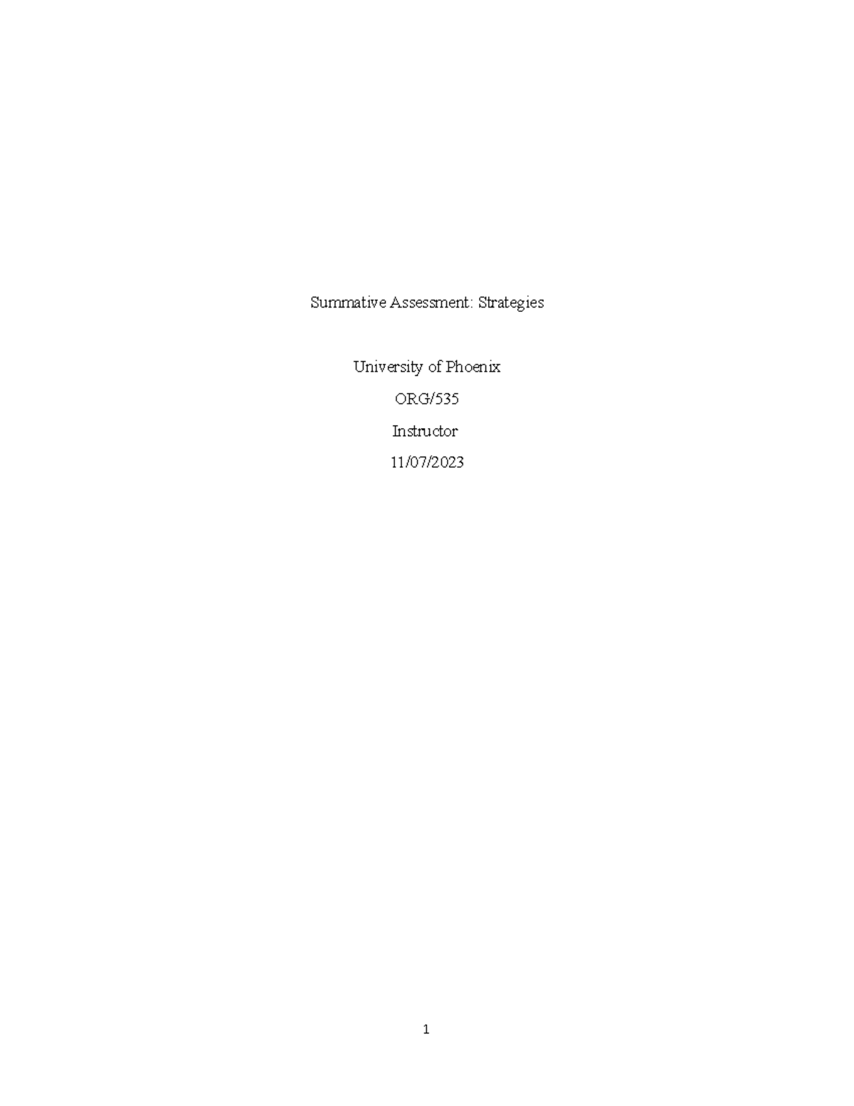 ORG535, Summative Assessment: Strategies - Summative Assessment ...