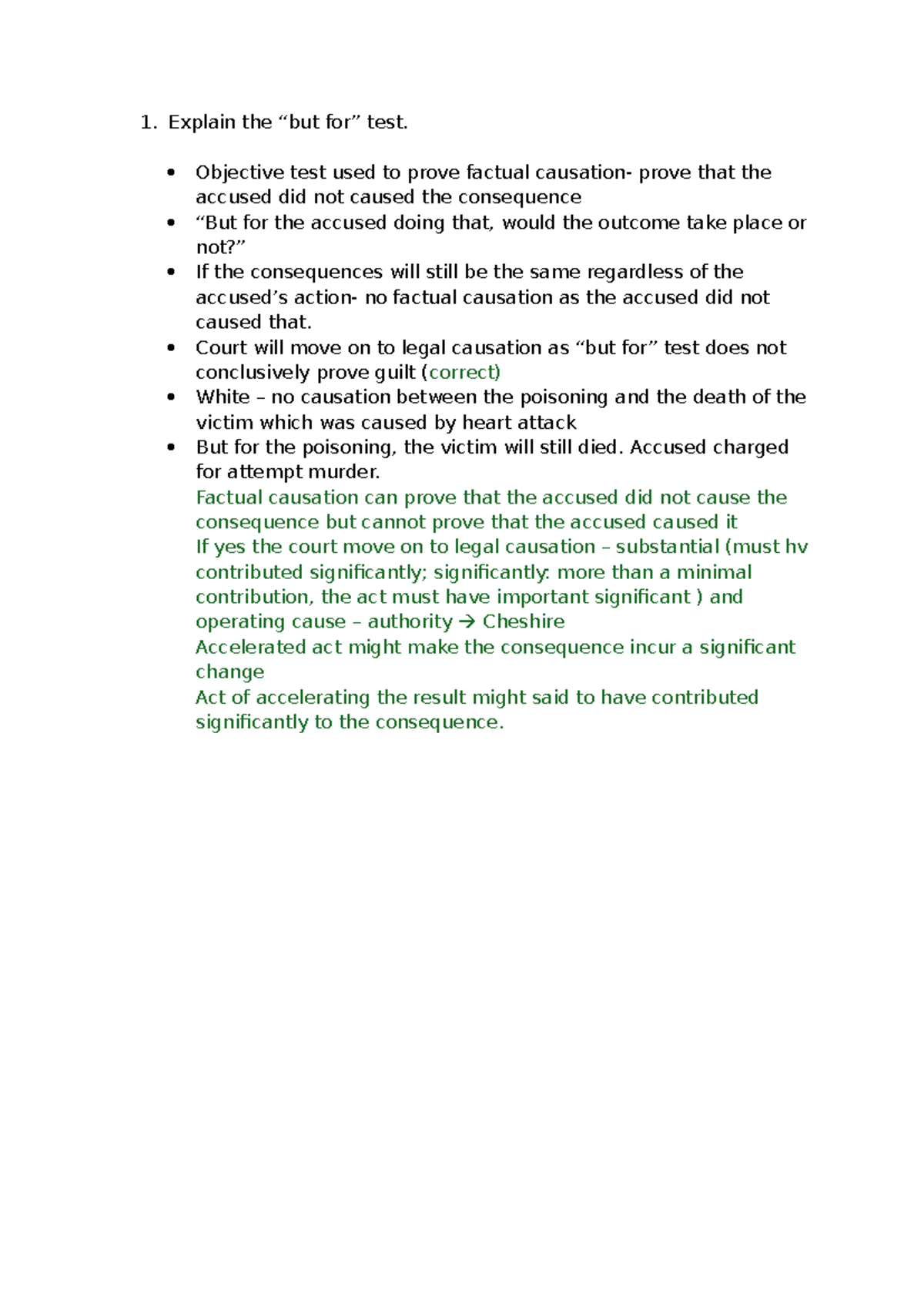 tutorial 2 causation - Explain the “but for” test. Objective test used ...