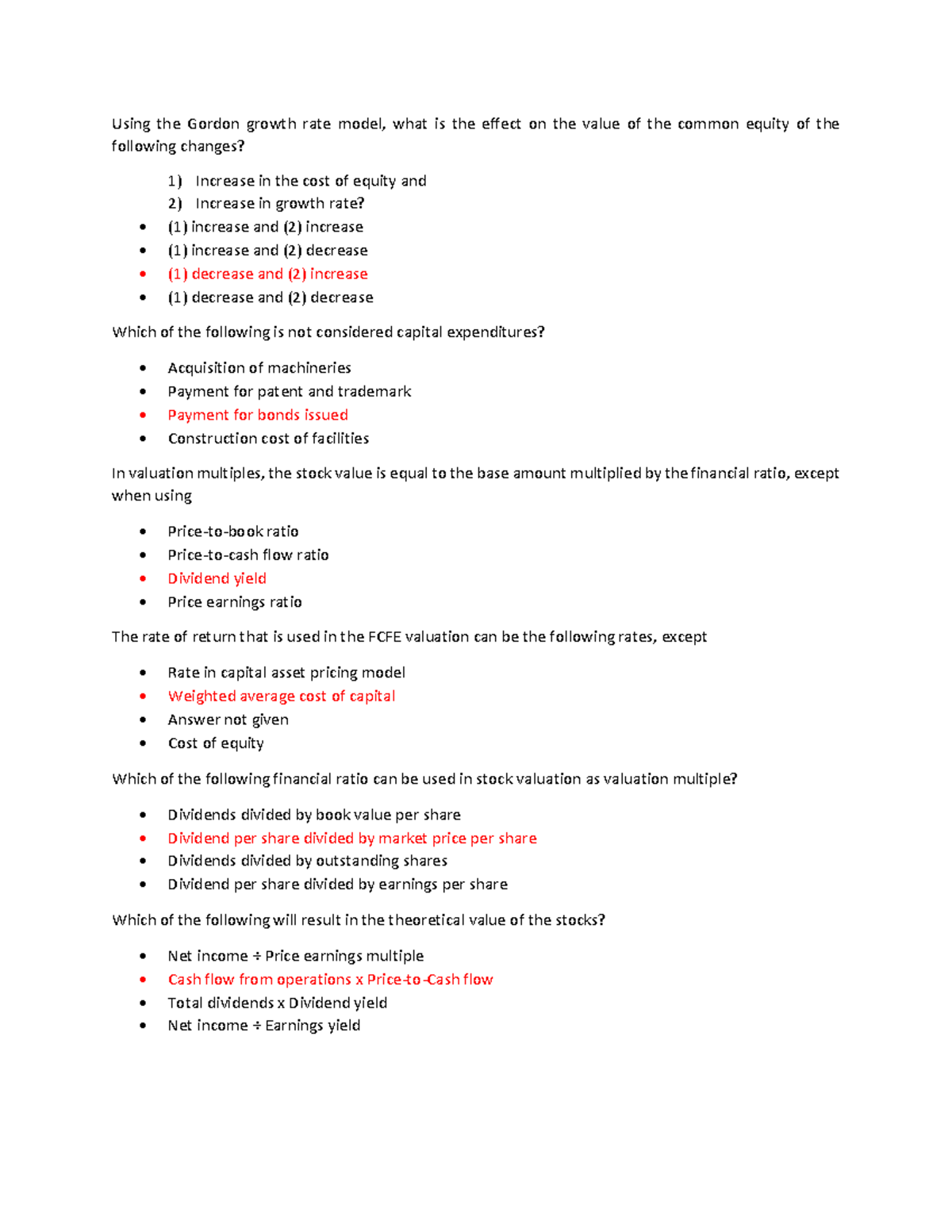 Quiz 3 Lesson 2 Theories - Using the Gordon growth rate model, what is ...