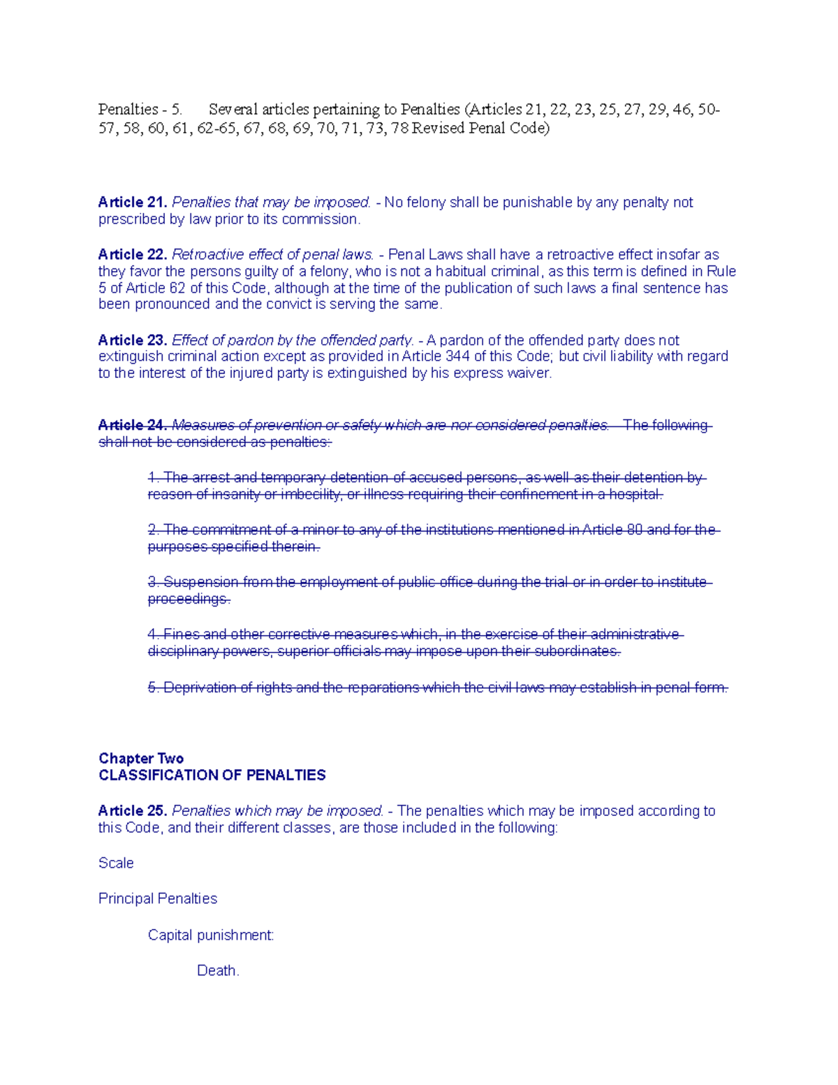 0 - 5 - Midterm Penalties - Penalties - 5. Several articles pertaining ...