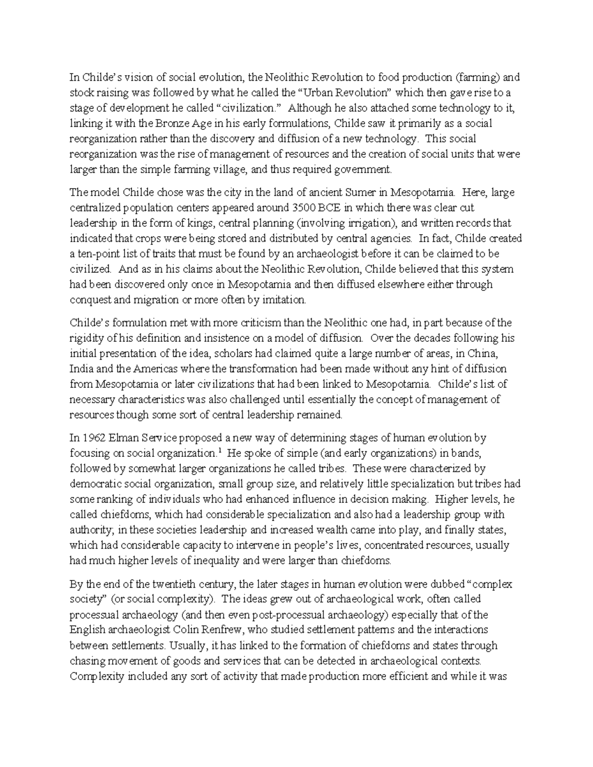 History of Africa 2(2) - In Childe’s vision of social evolution, the ...