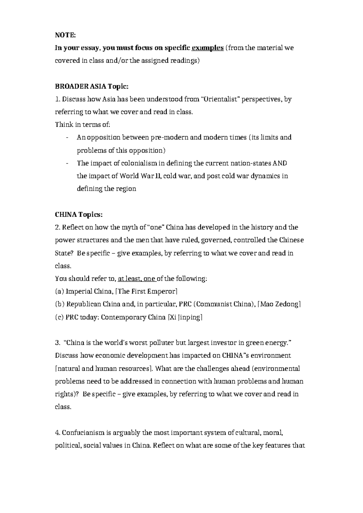 Essay Topics 2023 - NOTE: In your essay, you must focus on specific ...
