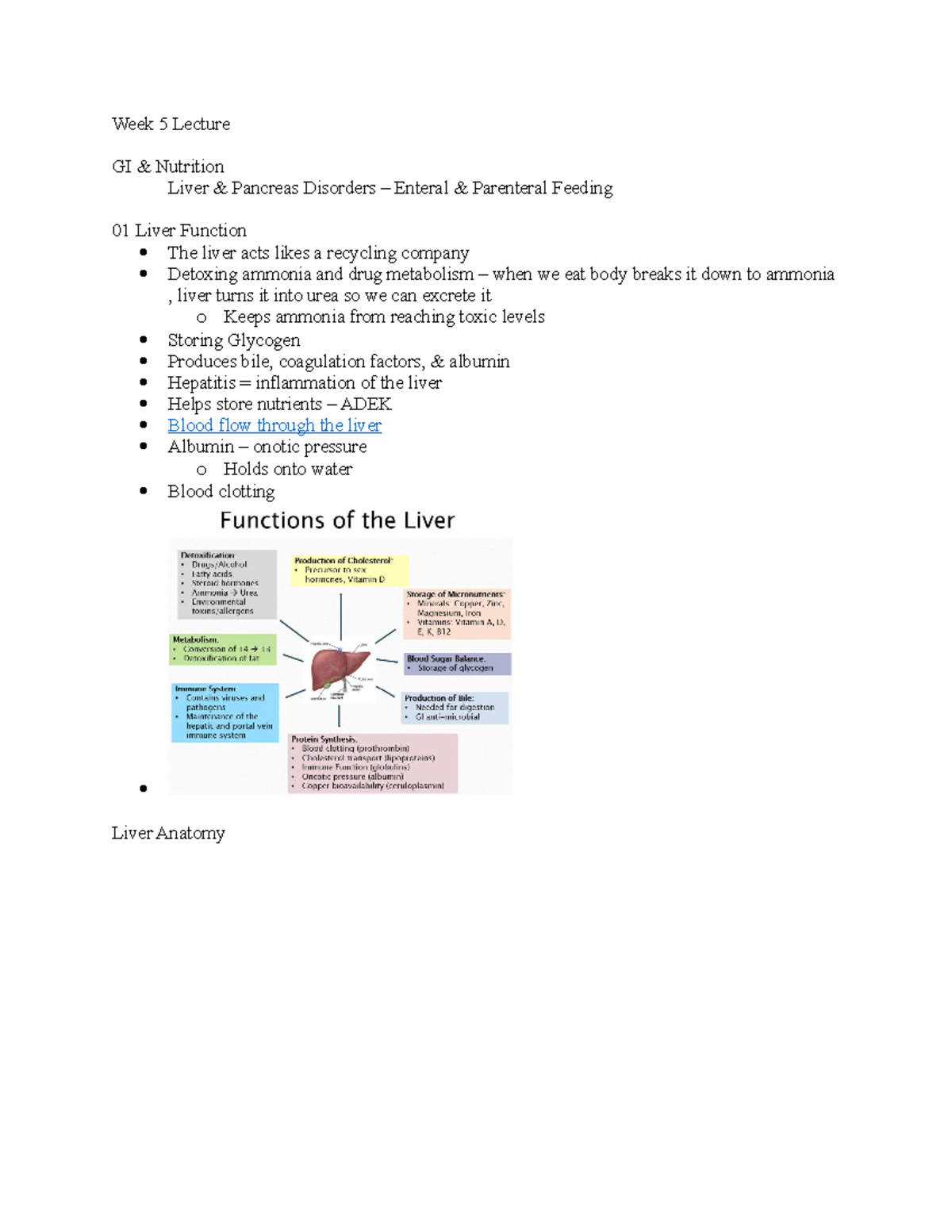 Med sure 3 Week 5 Lecture - Week 5 Lecture GI & Nutrition Liver ...