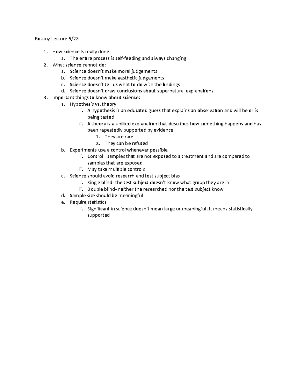 Botany Lecture 9-28 - Botany Lecture 9/28 1. How science is really done ...