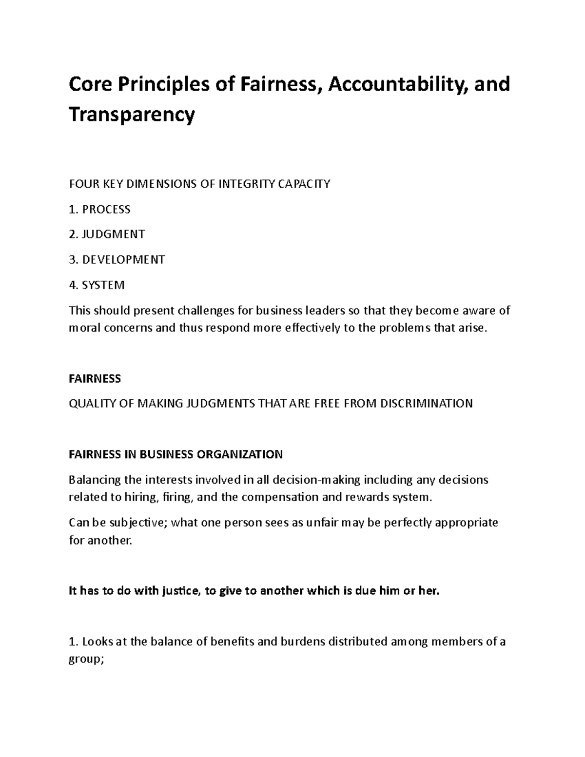 Core Principles of Fairness - PROCESS 2. JUDGMENT 3. DEVELOPMENT 4 ...