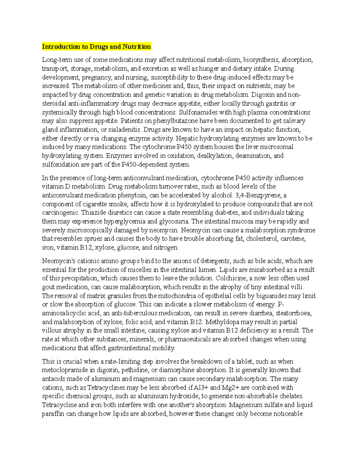 Introduction to Drugs and Nutrition - Introduction to Drugs and ...