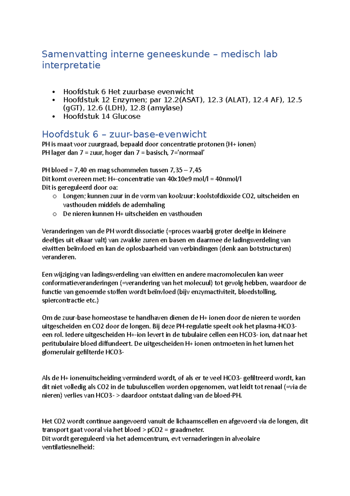 interpretatie medisch lab - Samenvatting interne geneeskunde – medisch ...