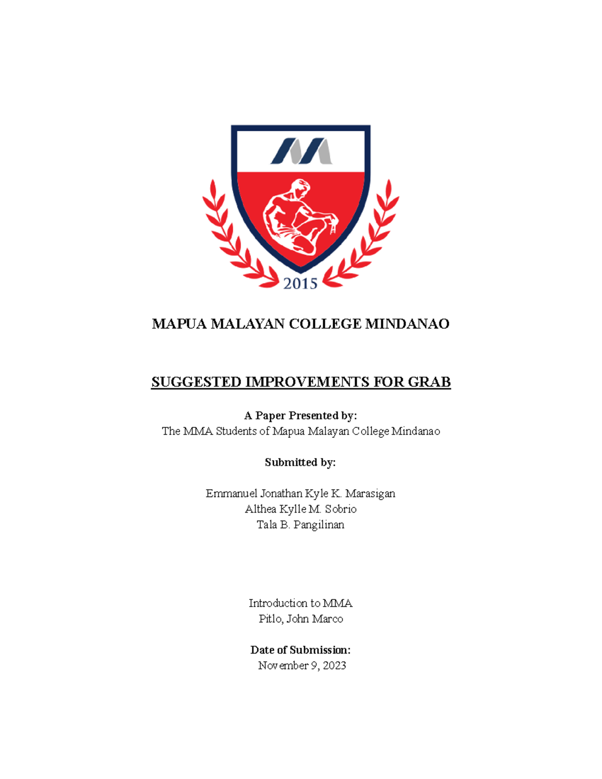 MMA Concept Paper - MAPUA MALAYAN COLLEGE MINDANAO SUGGESTED ...
