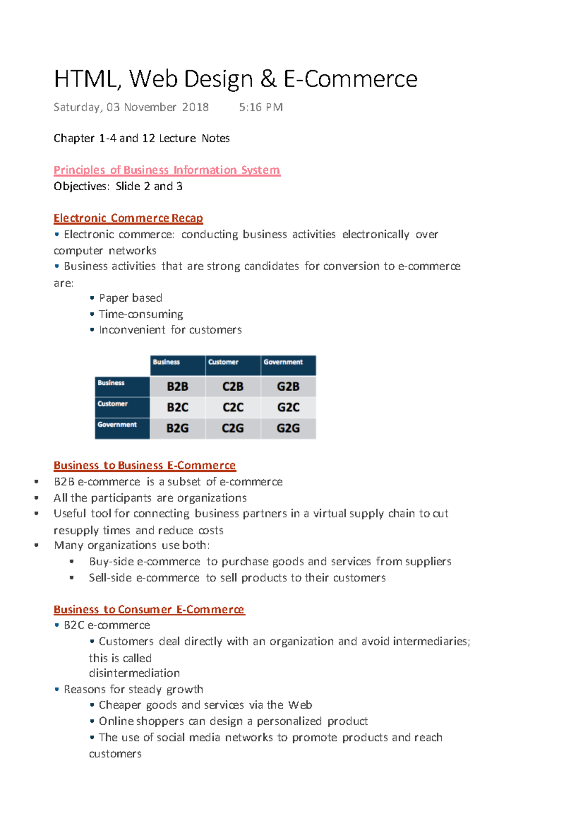 HTML, Web Design & E-Commerce - HTML, Web Design Saturday, 03 November ...