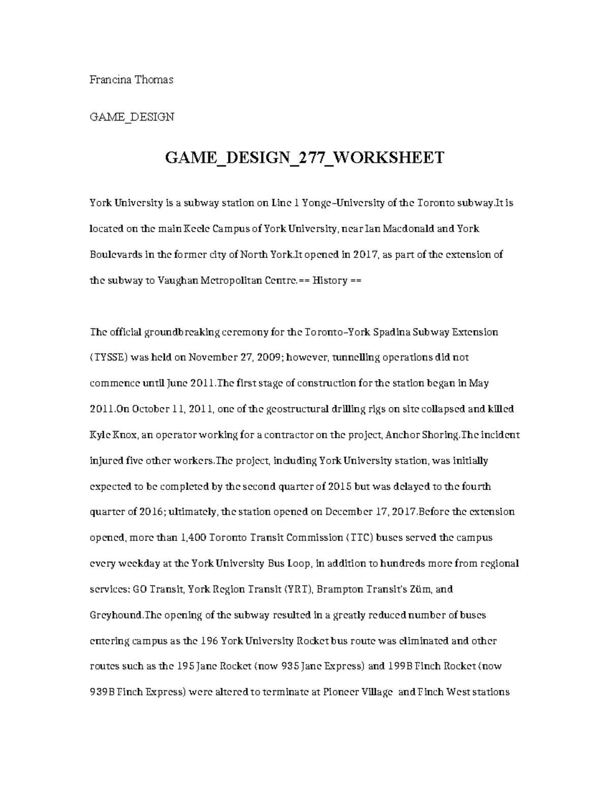 GAME Design 277 Worksheet - Francina Thomas GAME_DESIGN GAME_DESIGN_277 ...