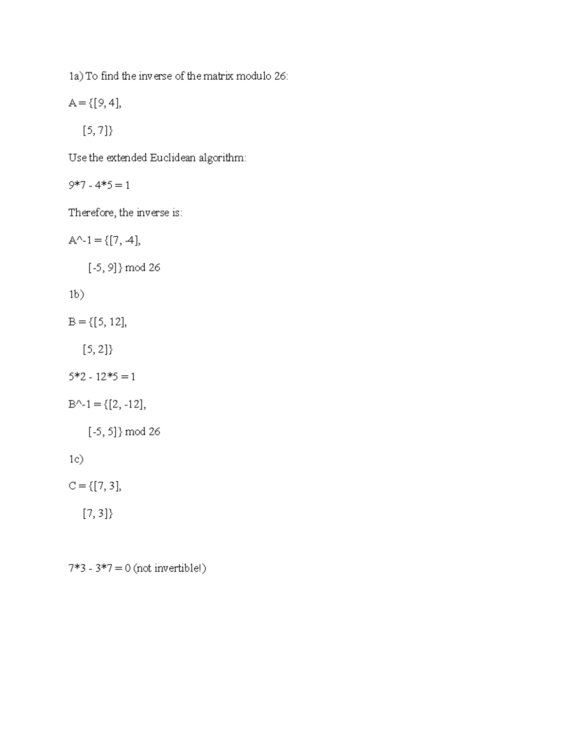 Assignment 3 - Crypotography and number theory - 1a) To find the ...