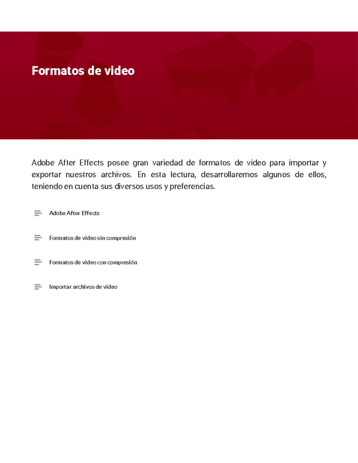 Módulo 4 - Lectura 3 - Adobe After Effects posee gran variedad de ...