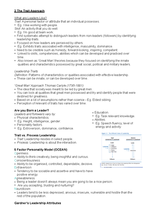 Introduction To Leadership Lecture Notes - INTRODUCTION TO LEADERSHIP ...