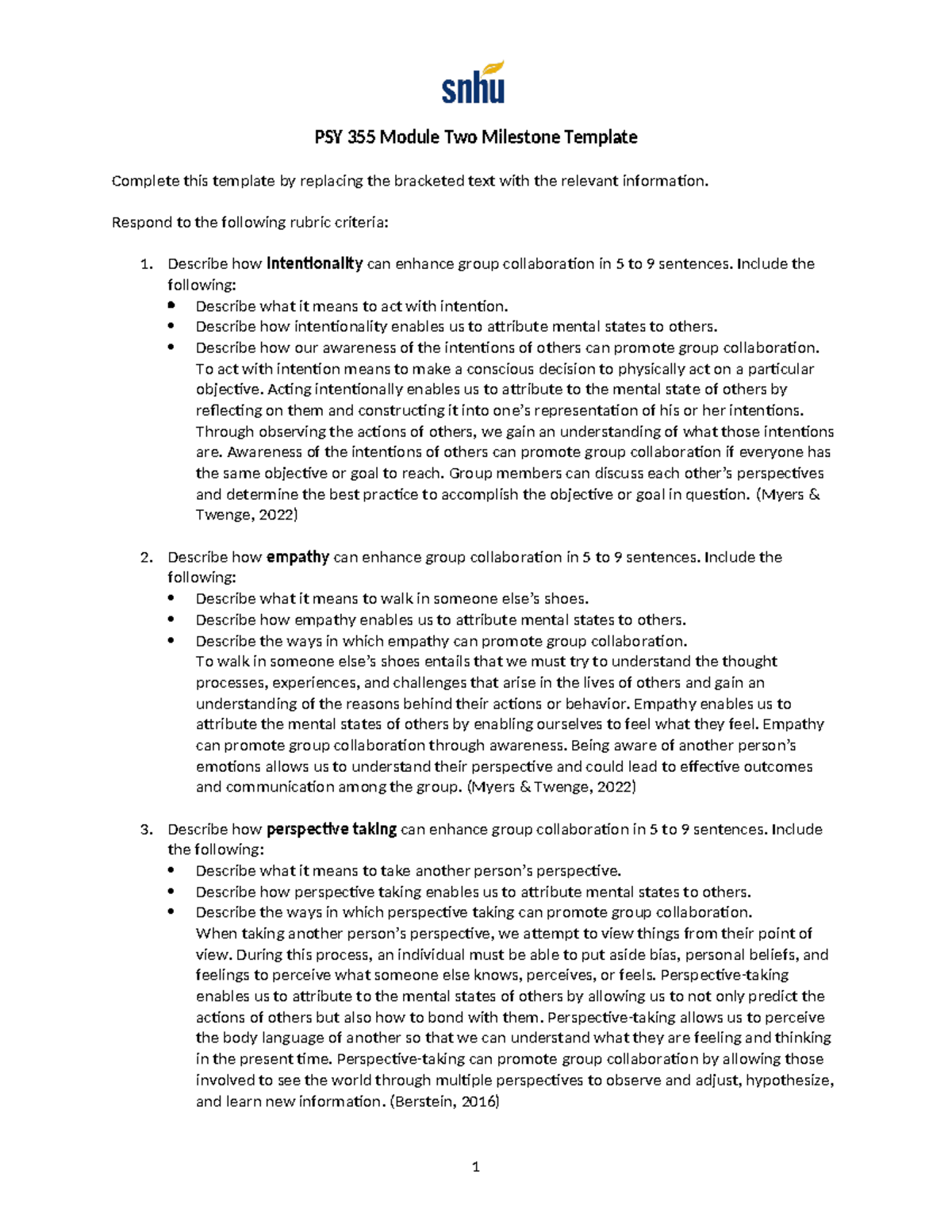 PSY 355 Module two milestone Completed - PSY 355 Module Two Milestone ...