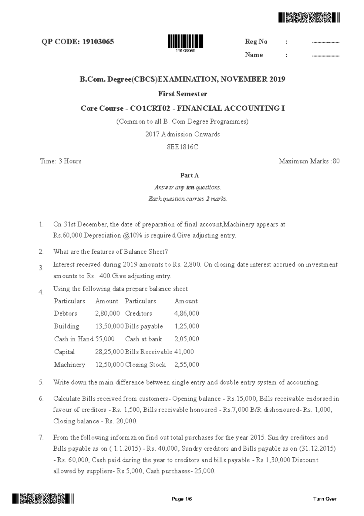 Financial Accounting - QP CODE: 19103065 Reg No ...