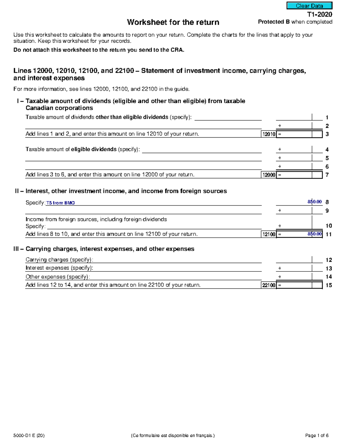 Worksheet-Wendy Perry - T1- Worksheet for the return Protected B when ...