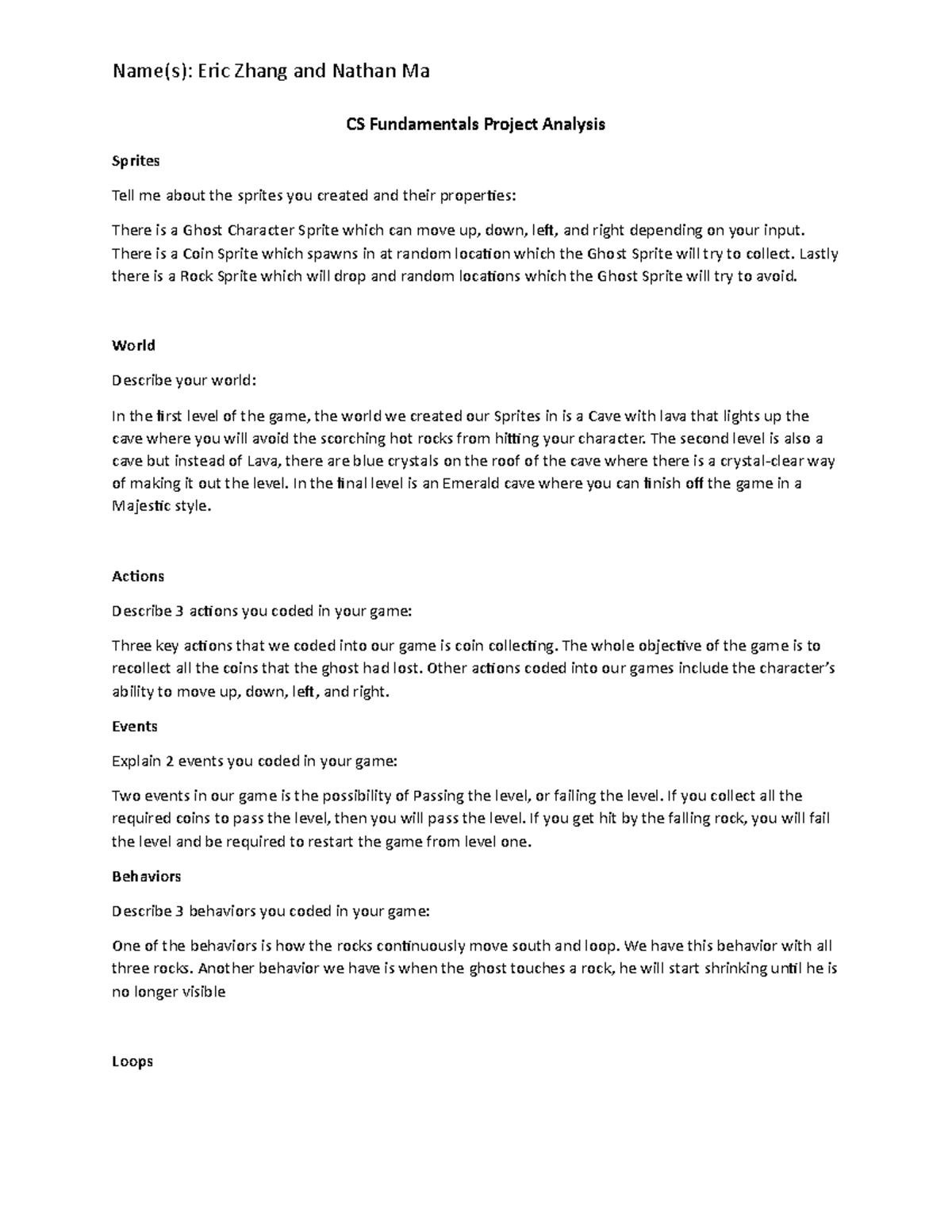 CS Fundamentals Project Analysis - Name(s): Eric Zhang and Nathan Ma CS ...