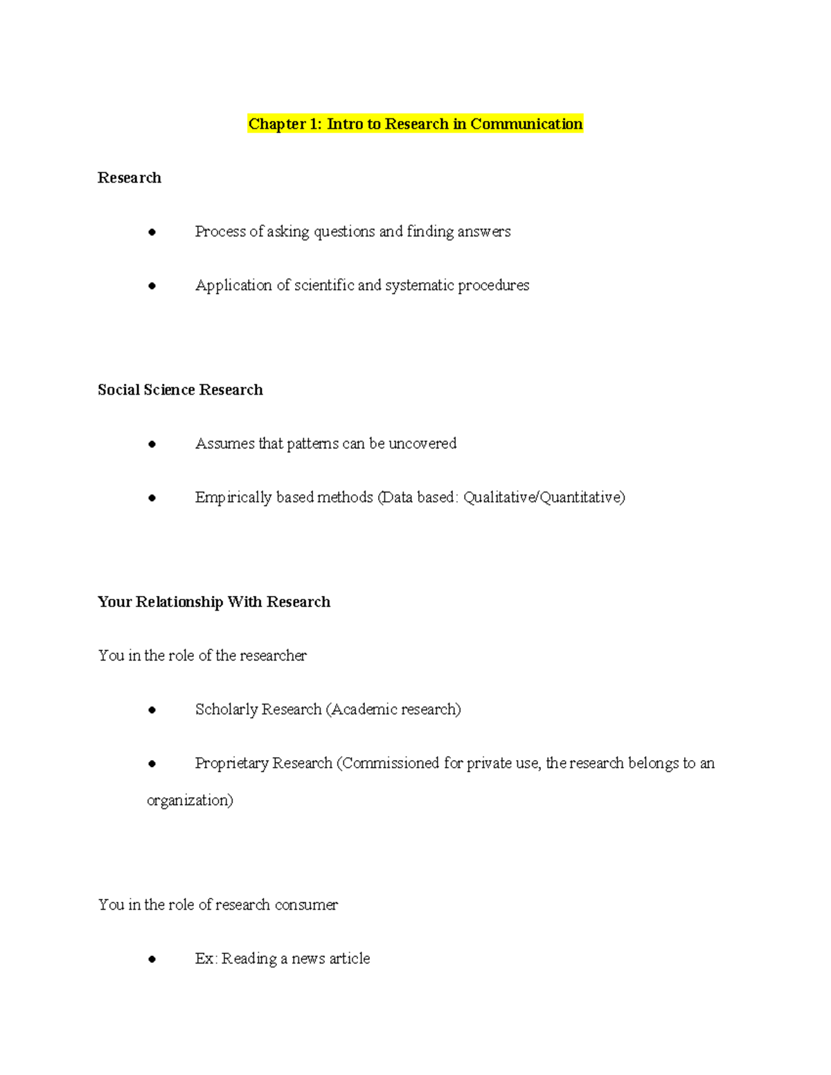 Communication Research Methods Notes Unit 1 Part 1 - Chapter 1: Intro ...